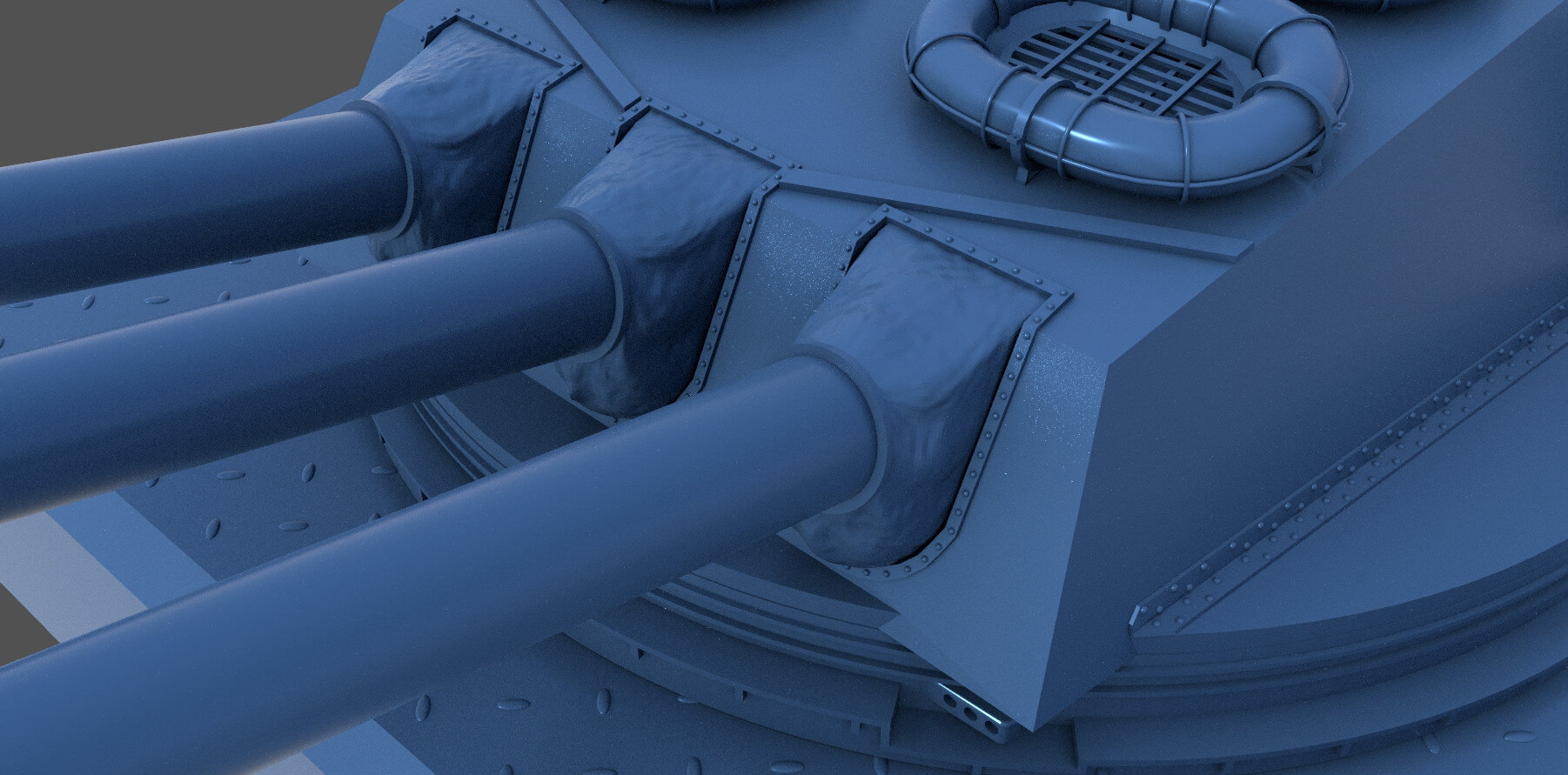 Italian WWII 381-50 Triple Turret - 1-72 Scale 3D Model by Carlo Cestra