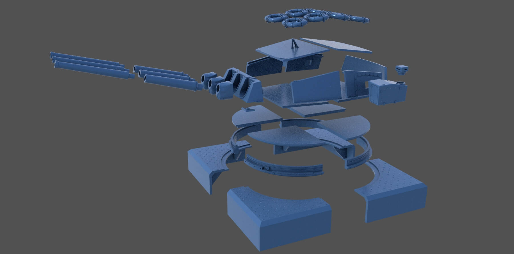 Italian WWII 381-50 Triple Turret - 1-72 Scale 3D Model by Carlo Cestra