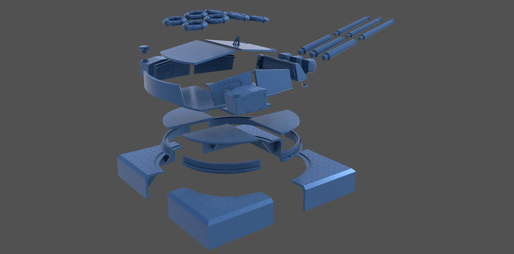 Italian WWII 381-50 Triple Turret - 1-72 Scale 3D Model by Carlo Cestra