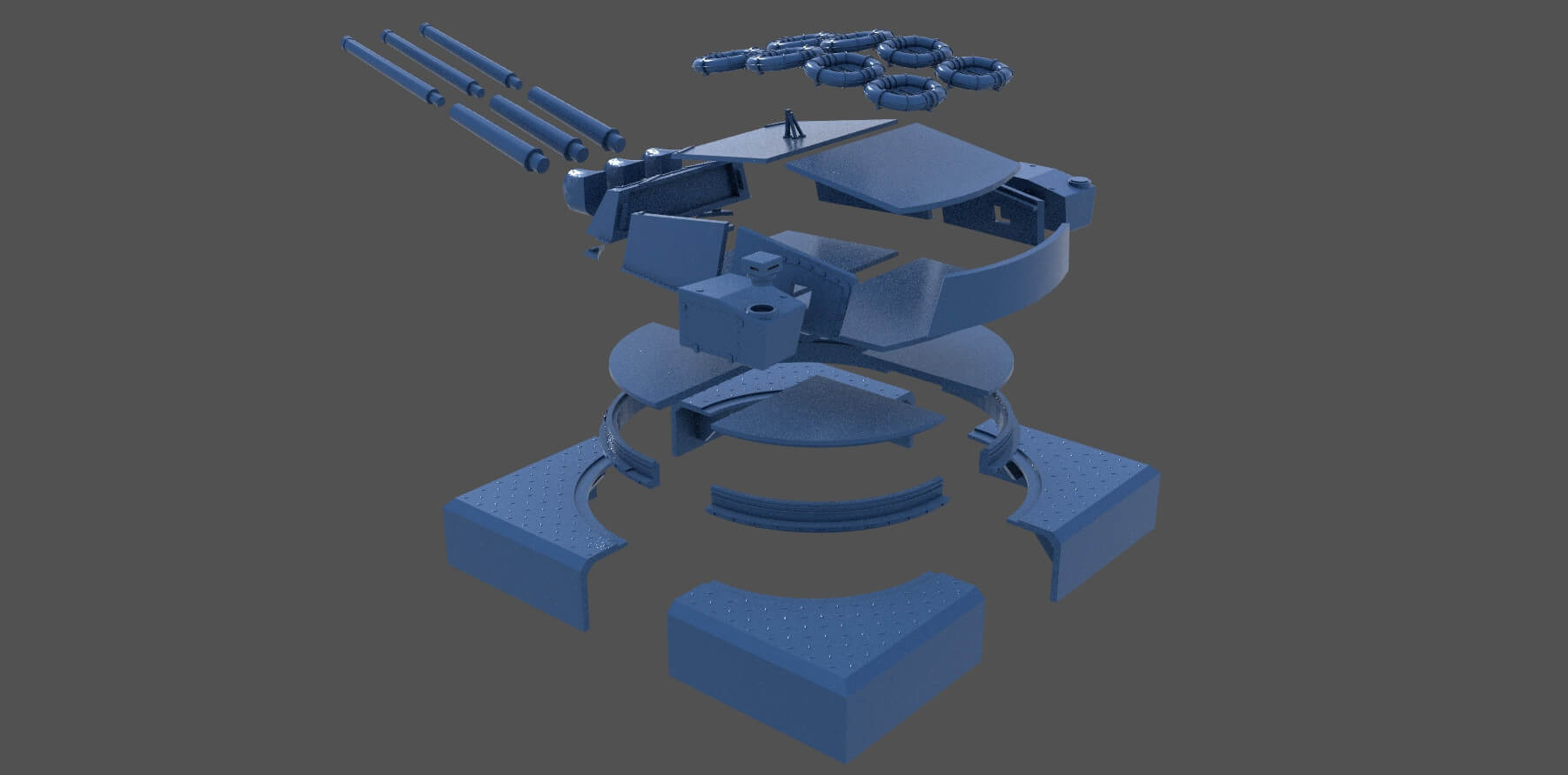 Italian WWII 381-50 Triple Turret - 1-72 Scale 3D Model by Carlo Cestra