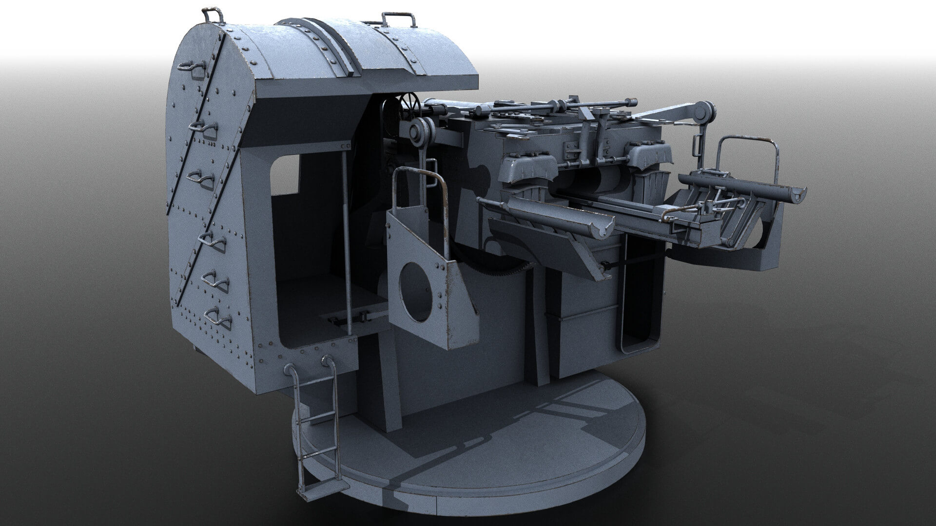 Japanese Type 89 AA gun - 3D Model by Carlo Cestra