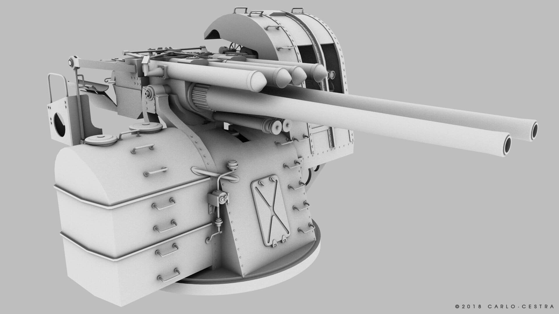 Japanese Type 89 AA gun - 3D Model by Carlo Cestra