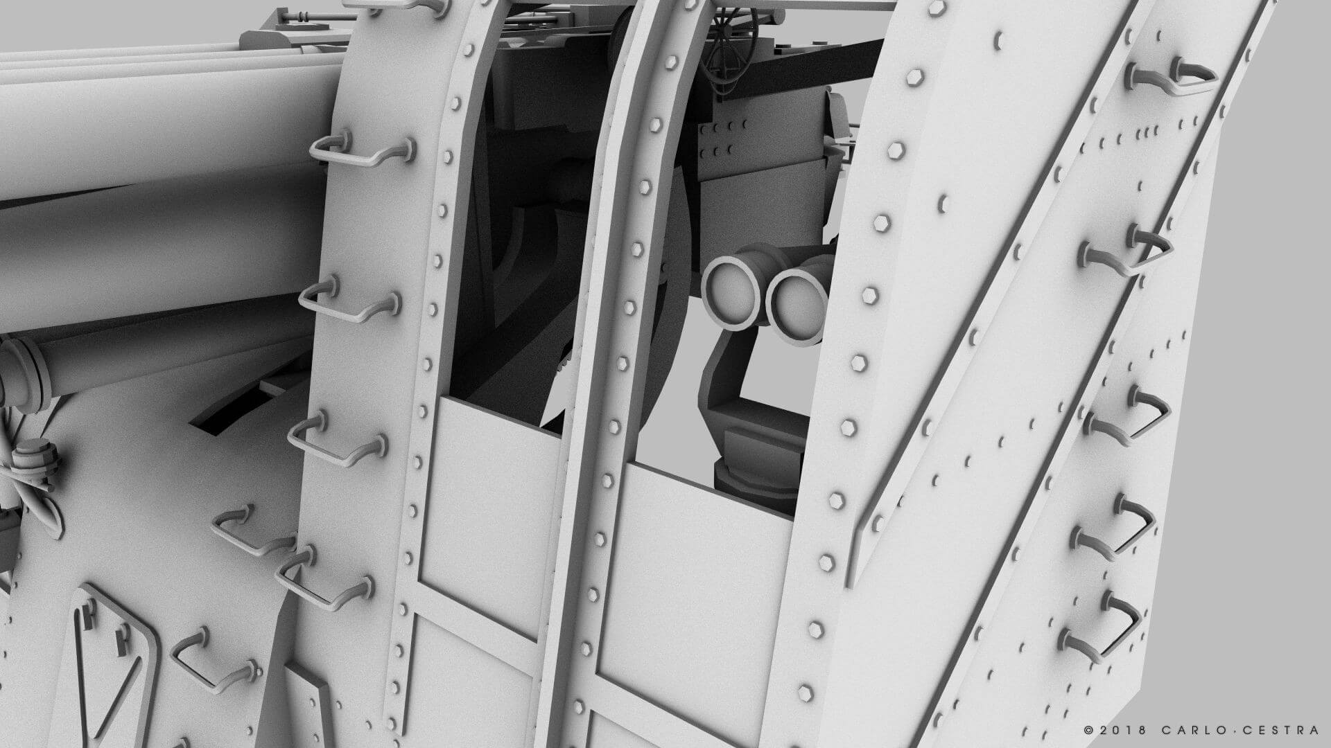 Japanese Type 89 AA gun - 3D Model by Carlo Cestra