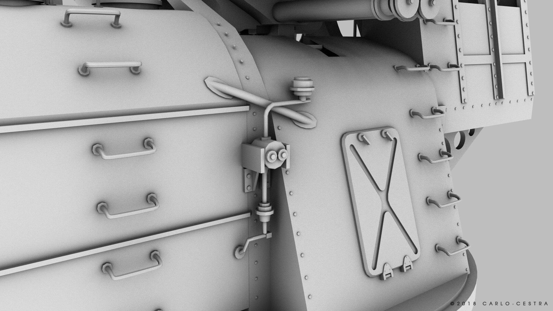 Japanese Type 89 AA gun - 3D Model by Carlo Cestra