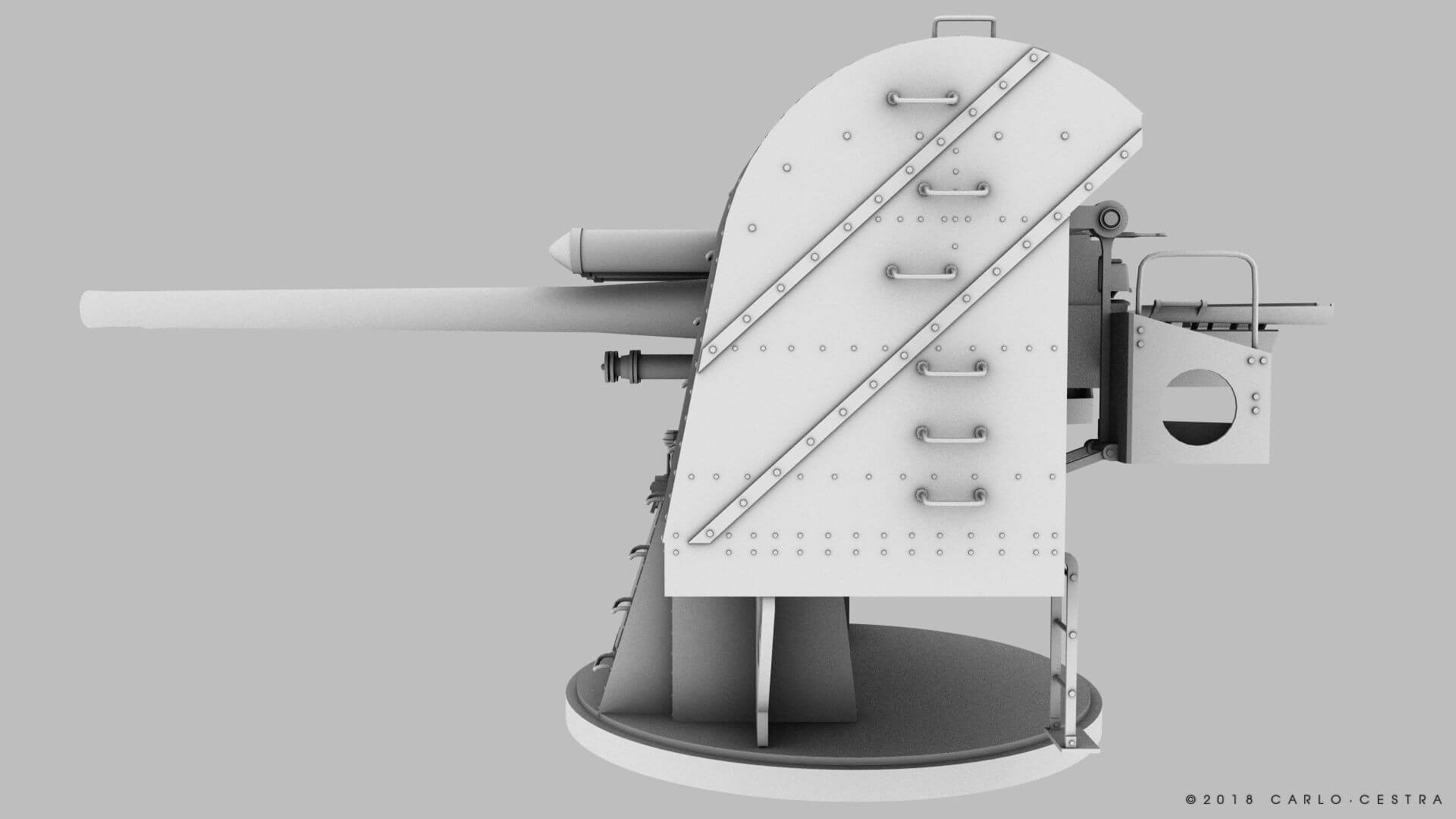 Japanese Type 89 AA gun - 3D Model by Carlo Cestra