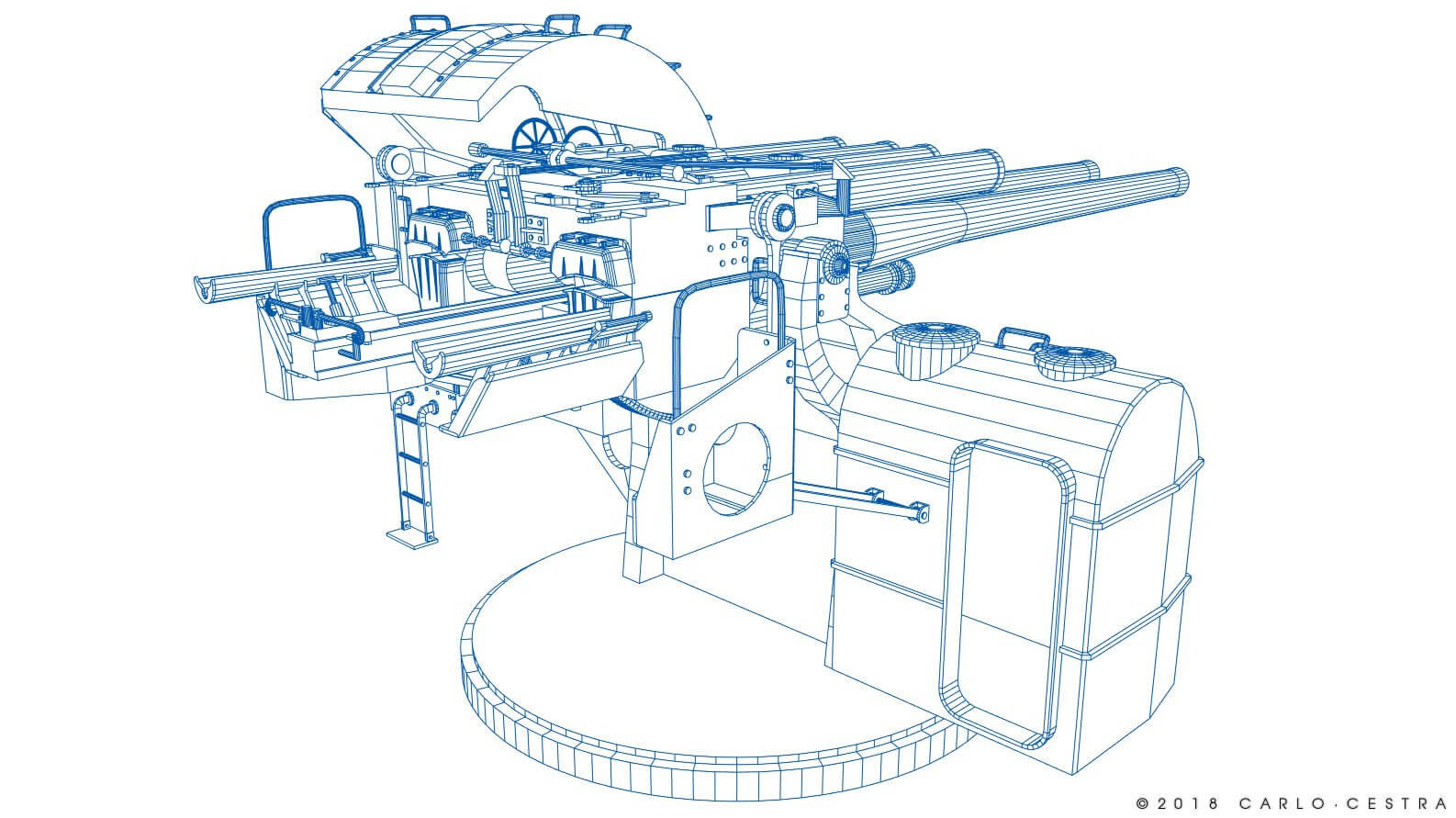 Japanese Type 89 AA gun - 3D Model by Carlo Cestra