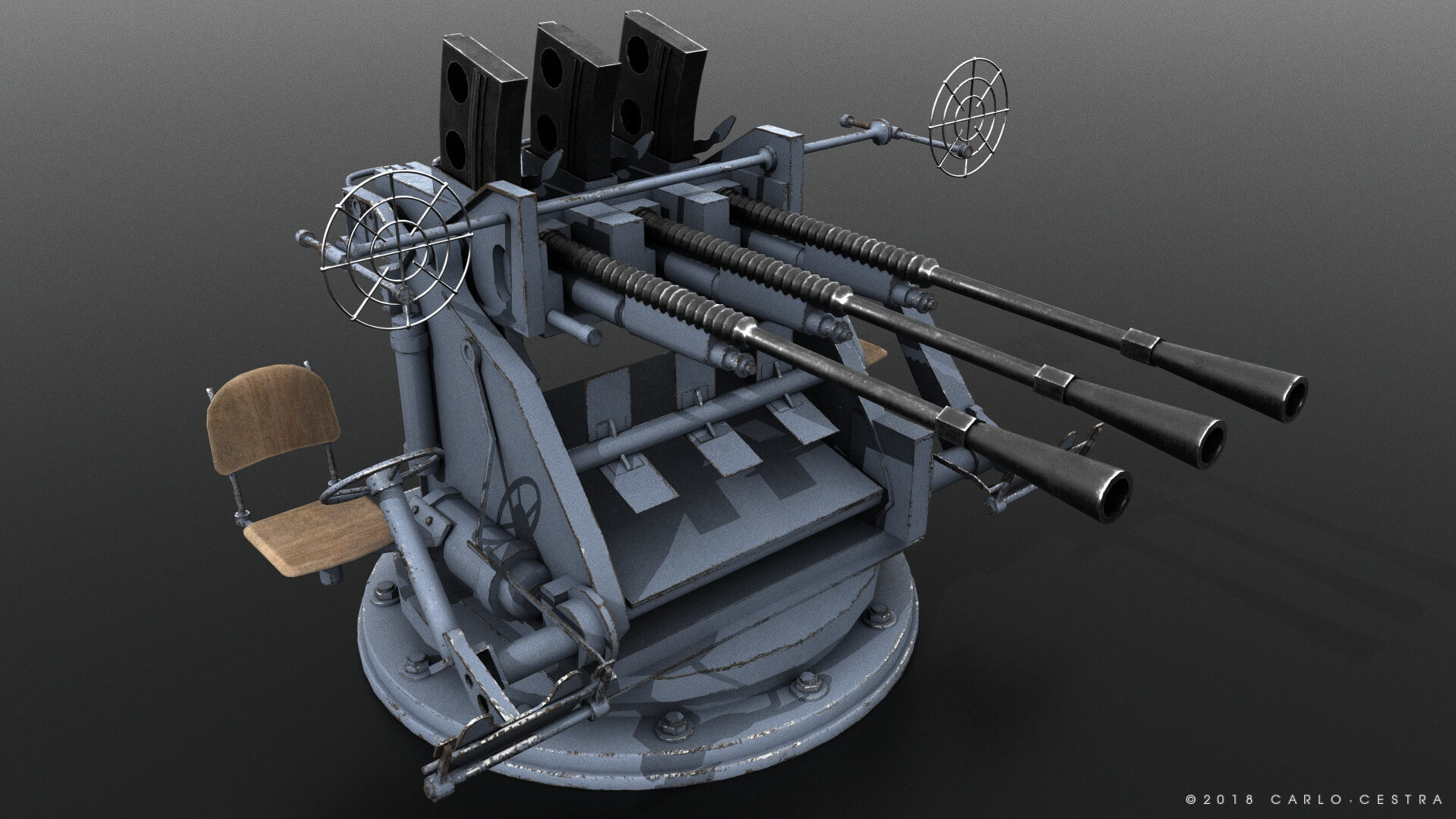 Japanese Type 96 25mm Triple Gun - 3D Model by Carlo Cestra
