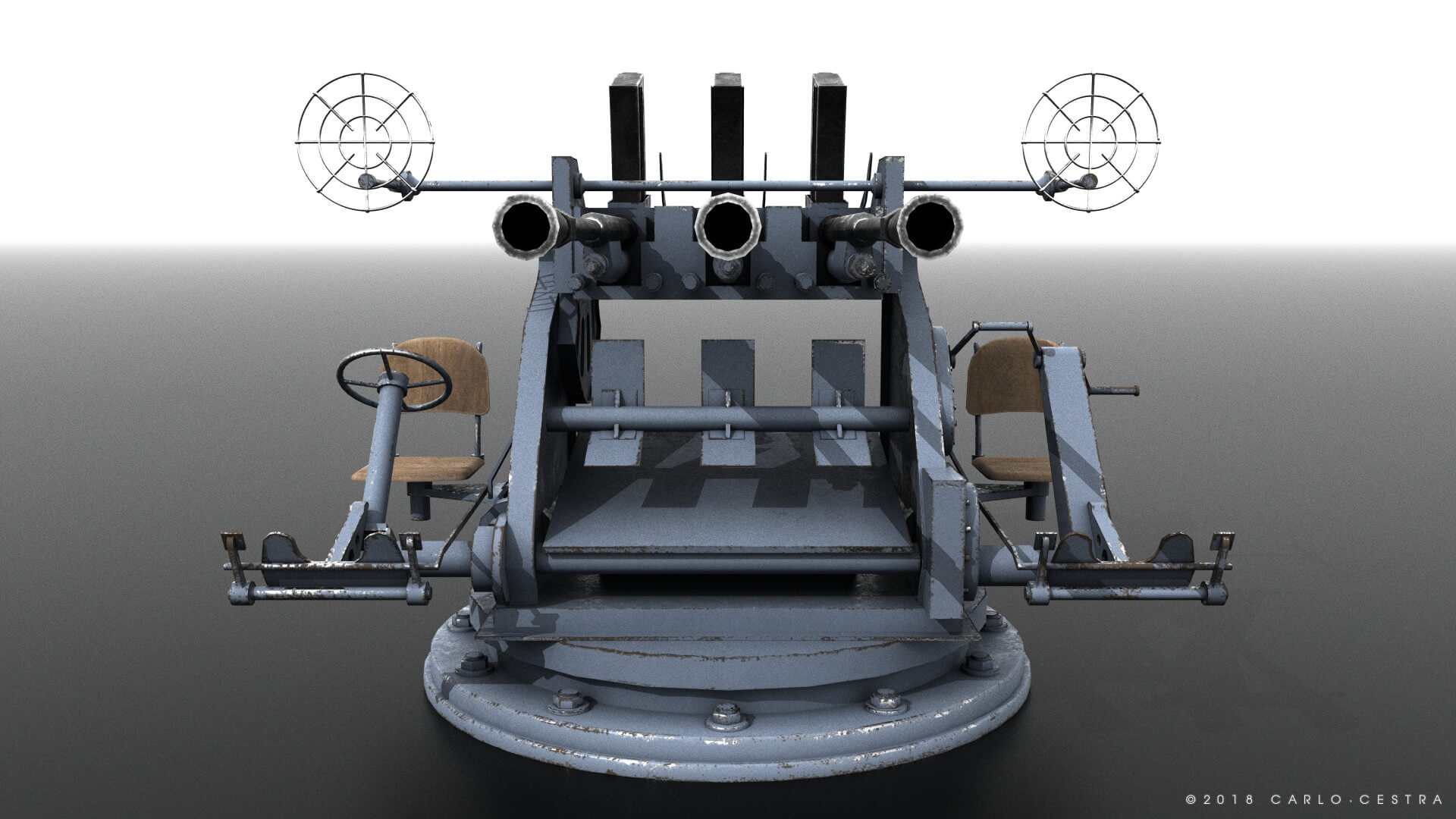 Japanese Type 96 25mm Triple Gun - 3D Model by Carlo Cestra