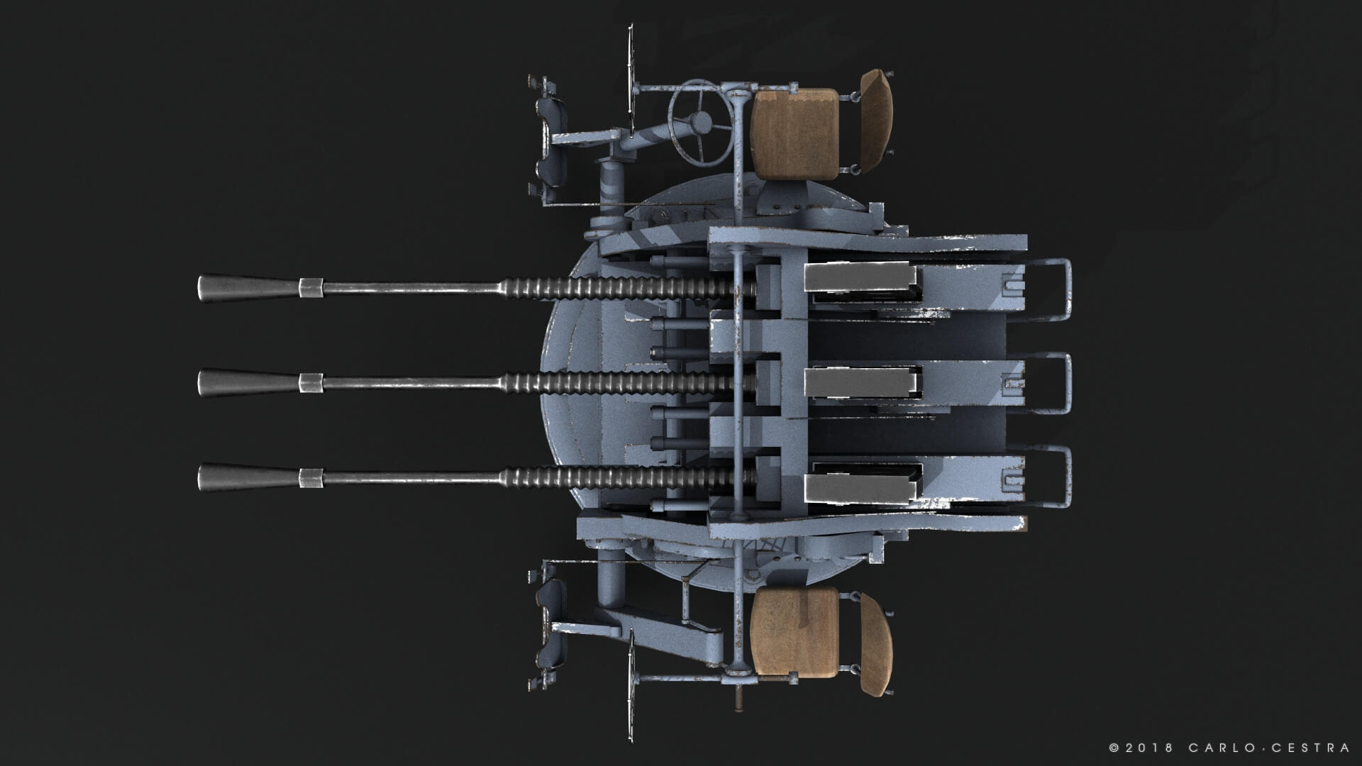 Japanese Type 96 25mm Triple Gun - 3D Model by Carlo Cestra