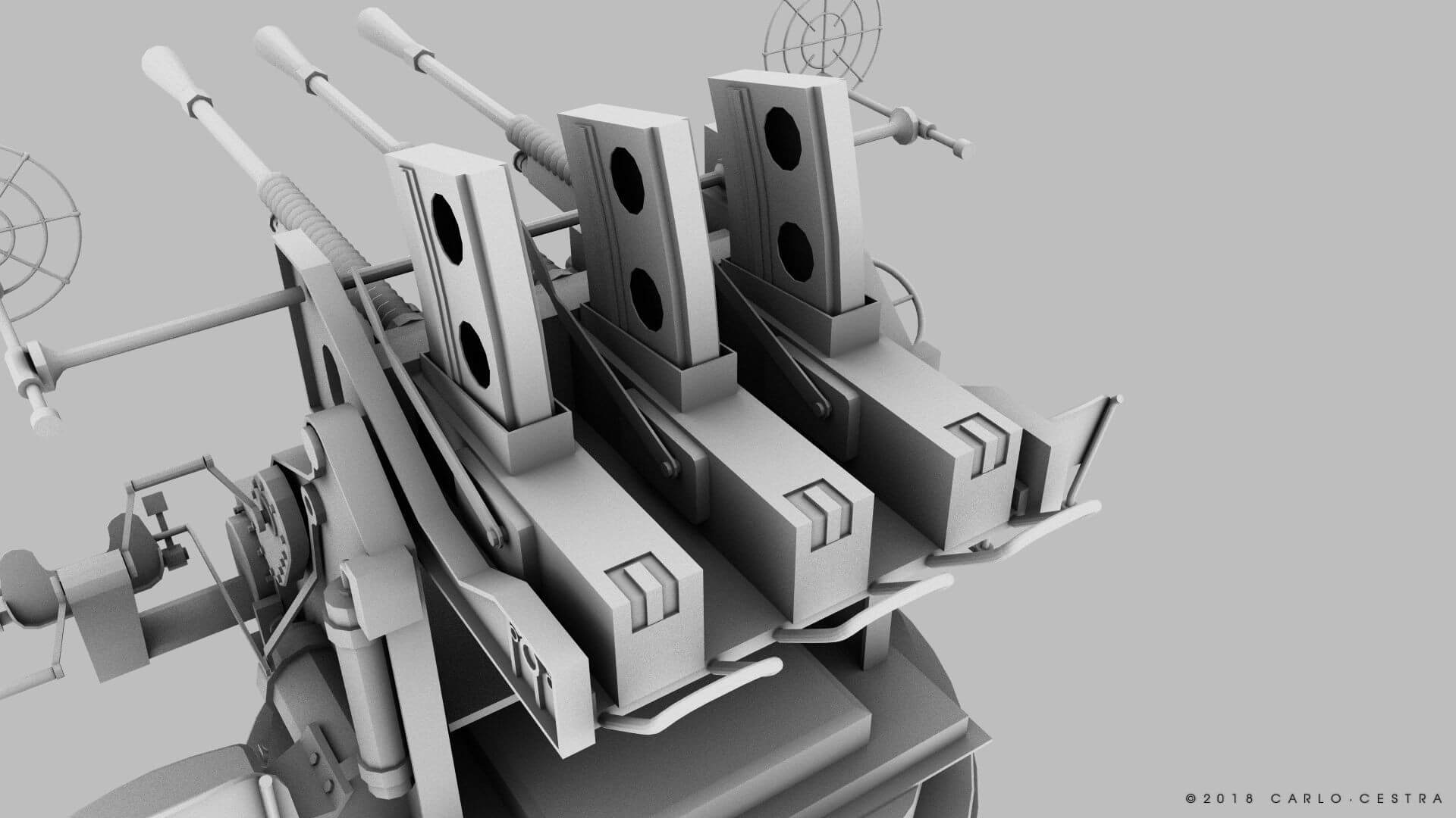 Japanese Type 96 25mm Triple Gun - 3D Model by Carlo Cestra