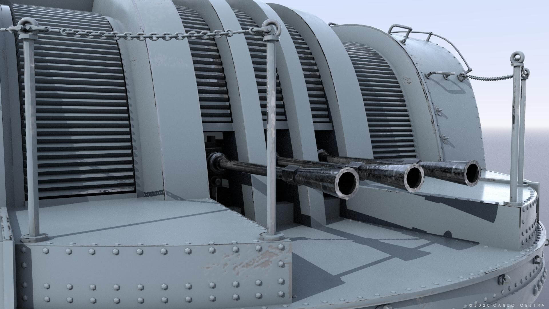 Japanese Type 96 AA Gun - 1945 3D Model by Carlo Cestra