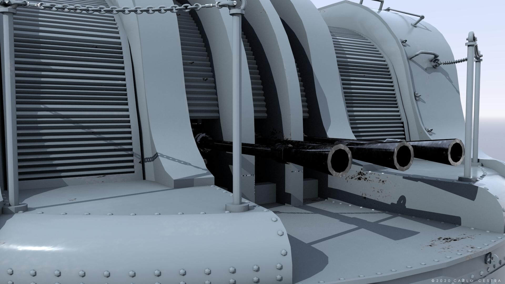 Japanese Type 96 AA Gun - 1941 3D Model by Carlo Cestra