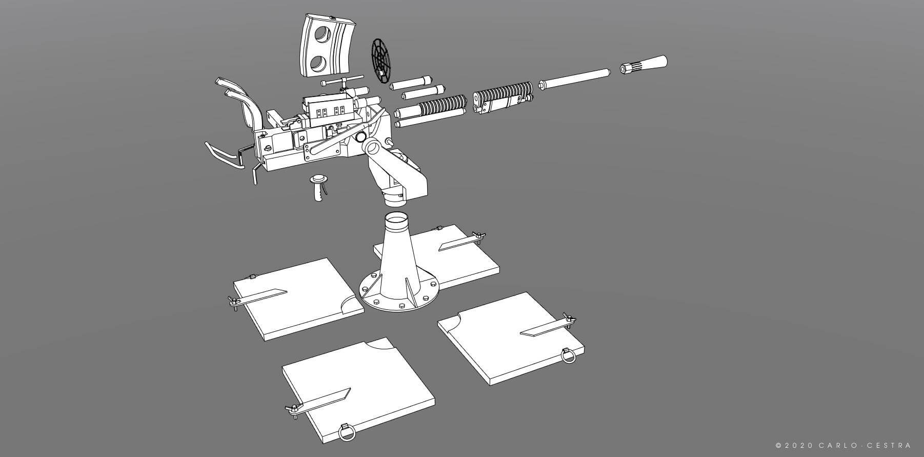 Japanese Type96 25mm AT-AA 1/4 Scale 3D Model by Carlo Cestra