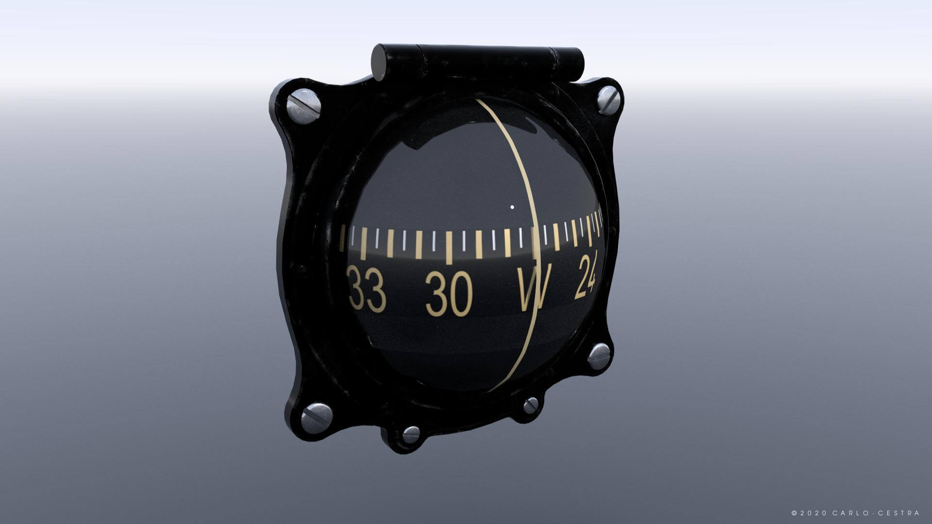 Luftwaffe Magnetic Compass Gauge - 3D Model by Carlo Cestra