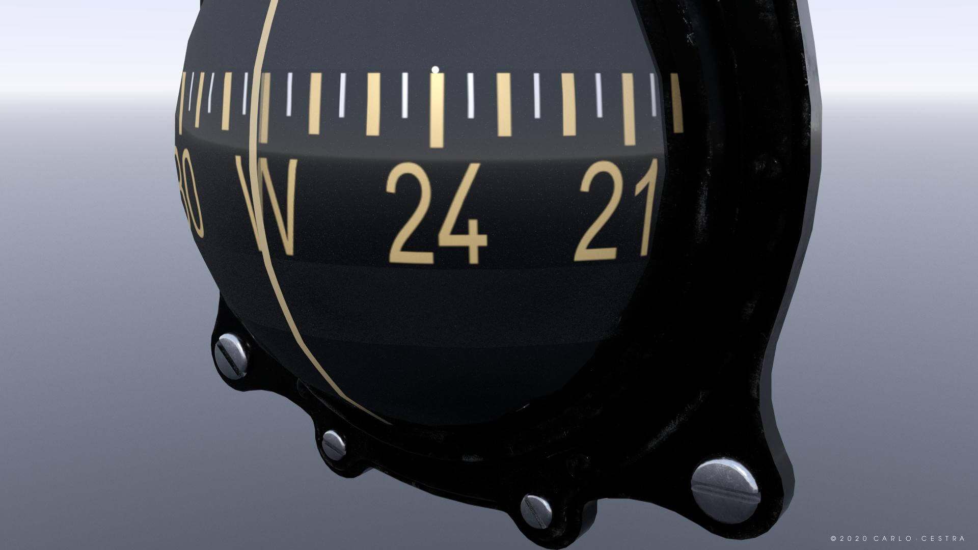 Luftwaffe Magnetic Compass Gauge - 3D Model by Carlo Cestra