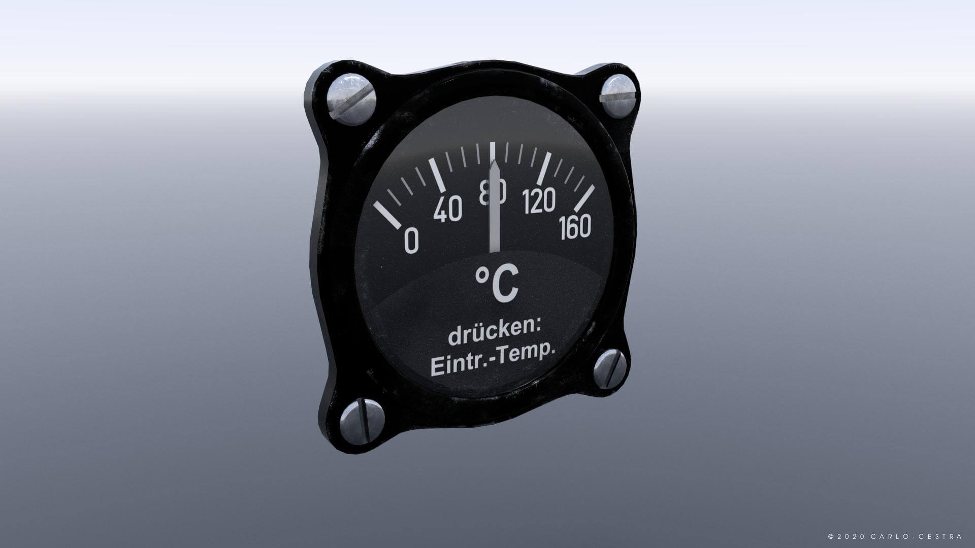Luftwaffe Oil Temperature Gauge - 3D Model by Carlo Cestra