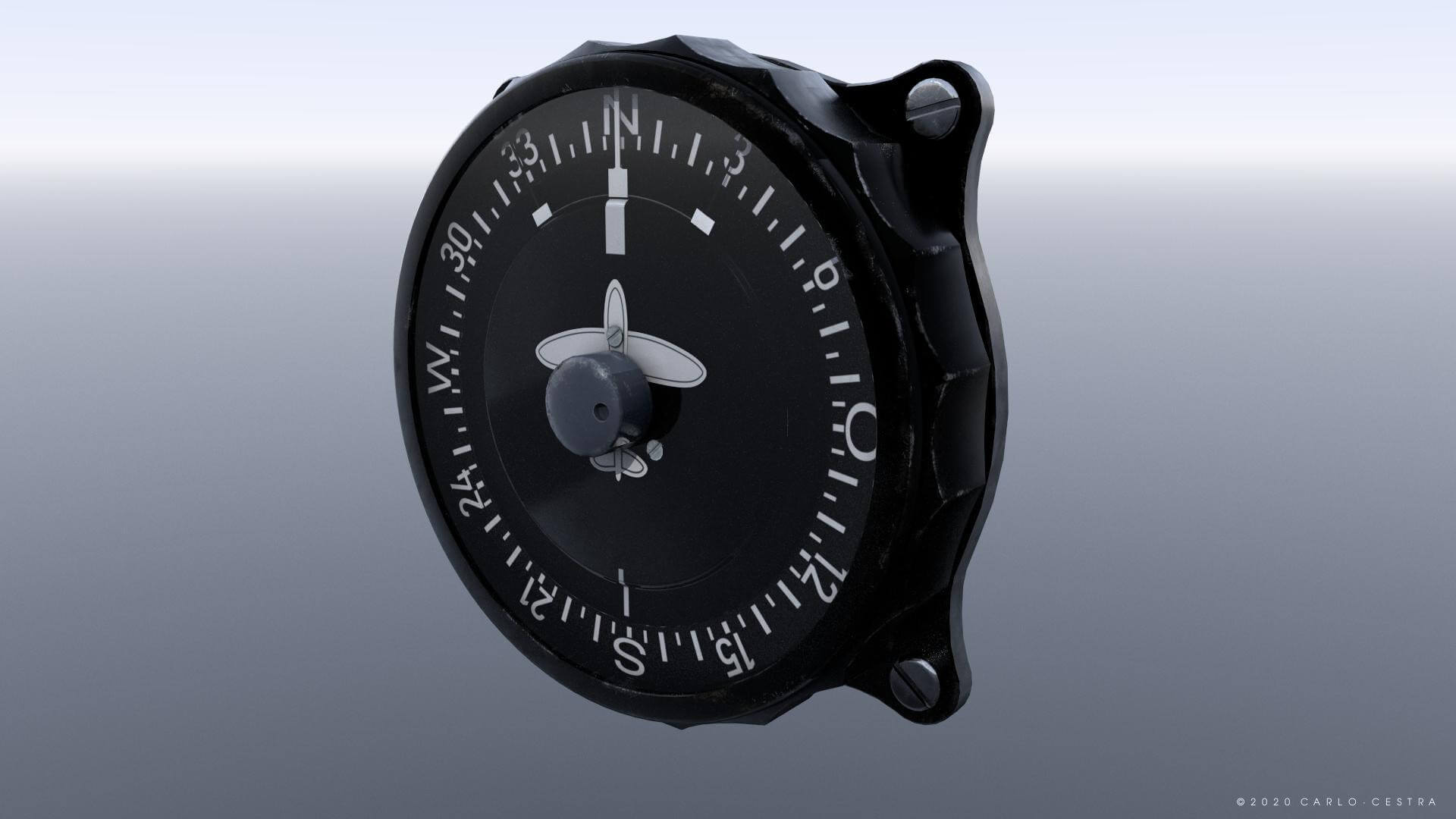 Luftwaffe Repeater Compass Gauge - 3D Model by Carlo Cestra