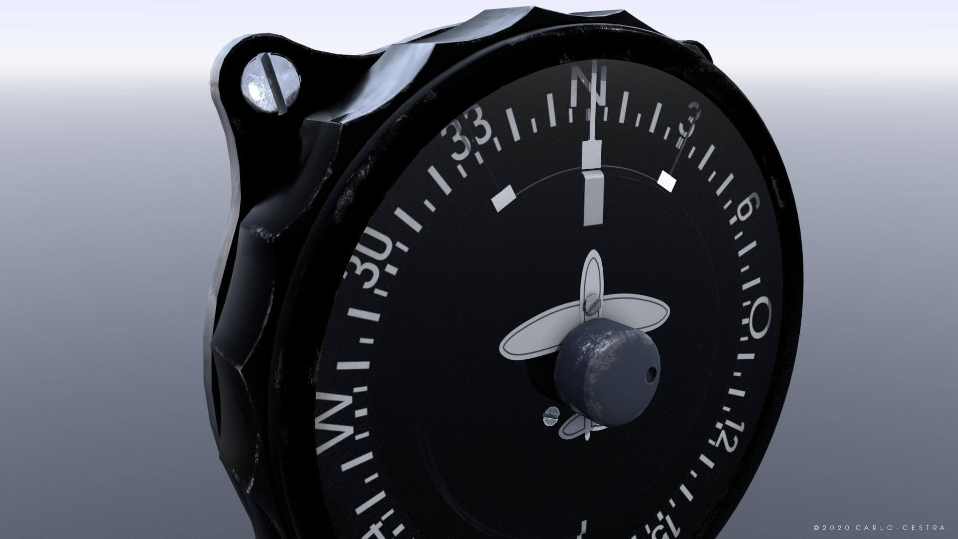 Luftwaffe Repeater Compass Gauge - 3D Model by Carlo Cestra