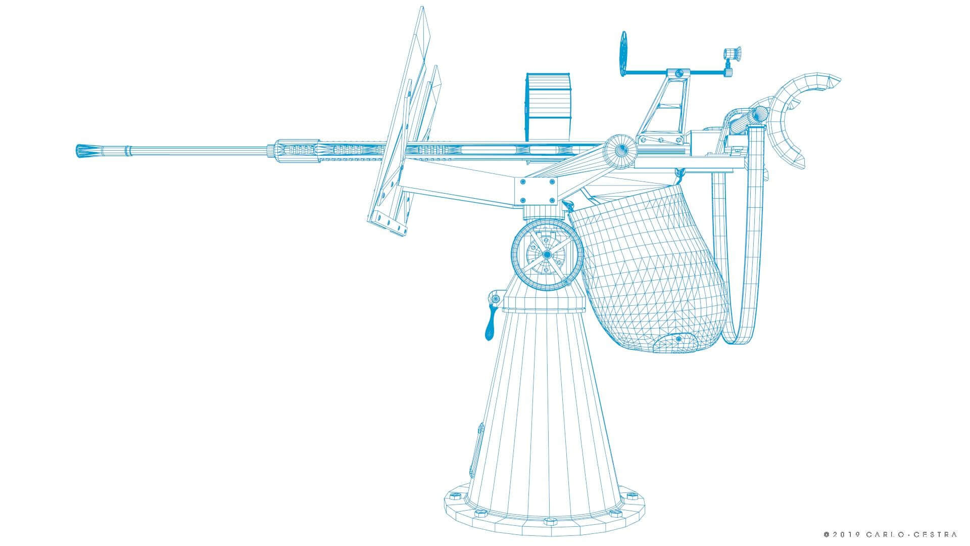 Oerlikon 20mm Anti-aircraft Gun Free 3D Model by Carlo Cestra