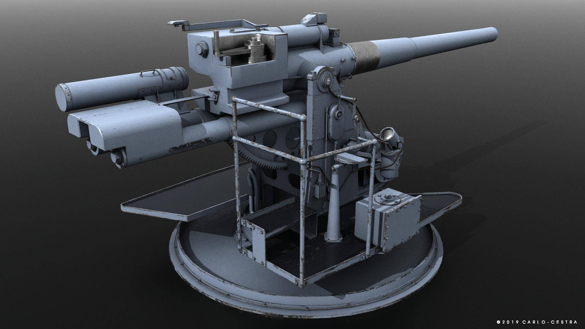 QF 120mm Mk VIII Naval Gun - 3D Model by Carlo Cestra