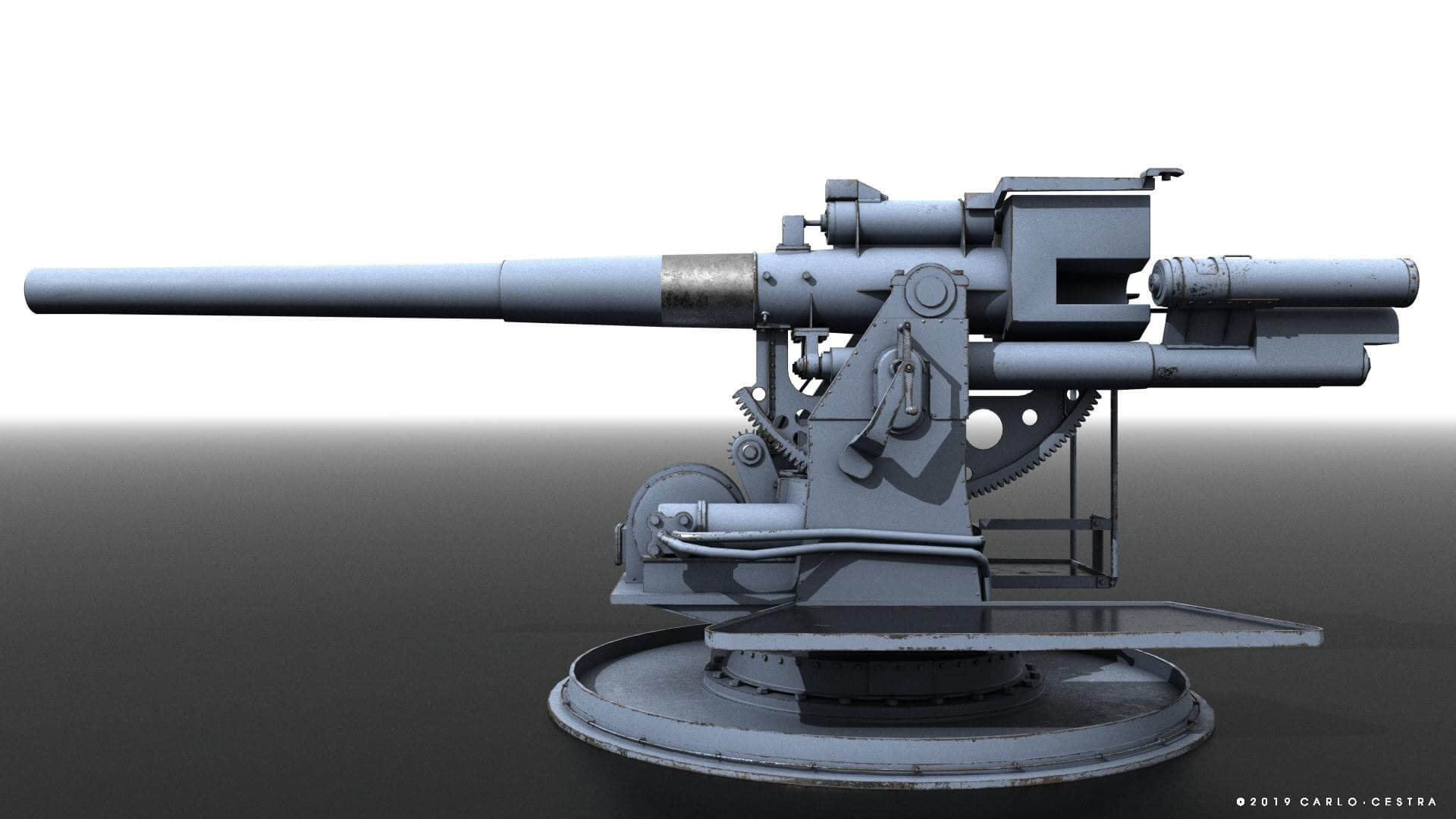 QF 120mm Mk VIII Naval Gun - 3D Model by Carlo Cestra