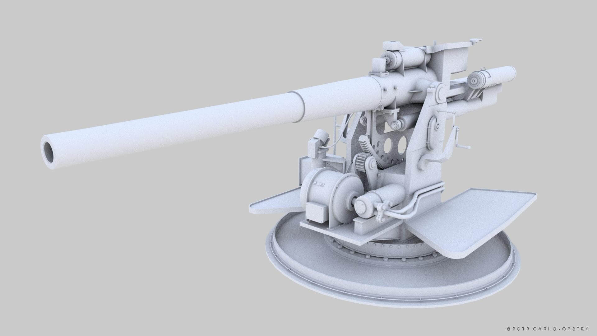 QF 120mm Mk VIII Naval Gun - 3D Model by Carlo Cestra