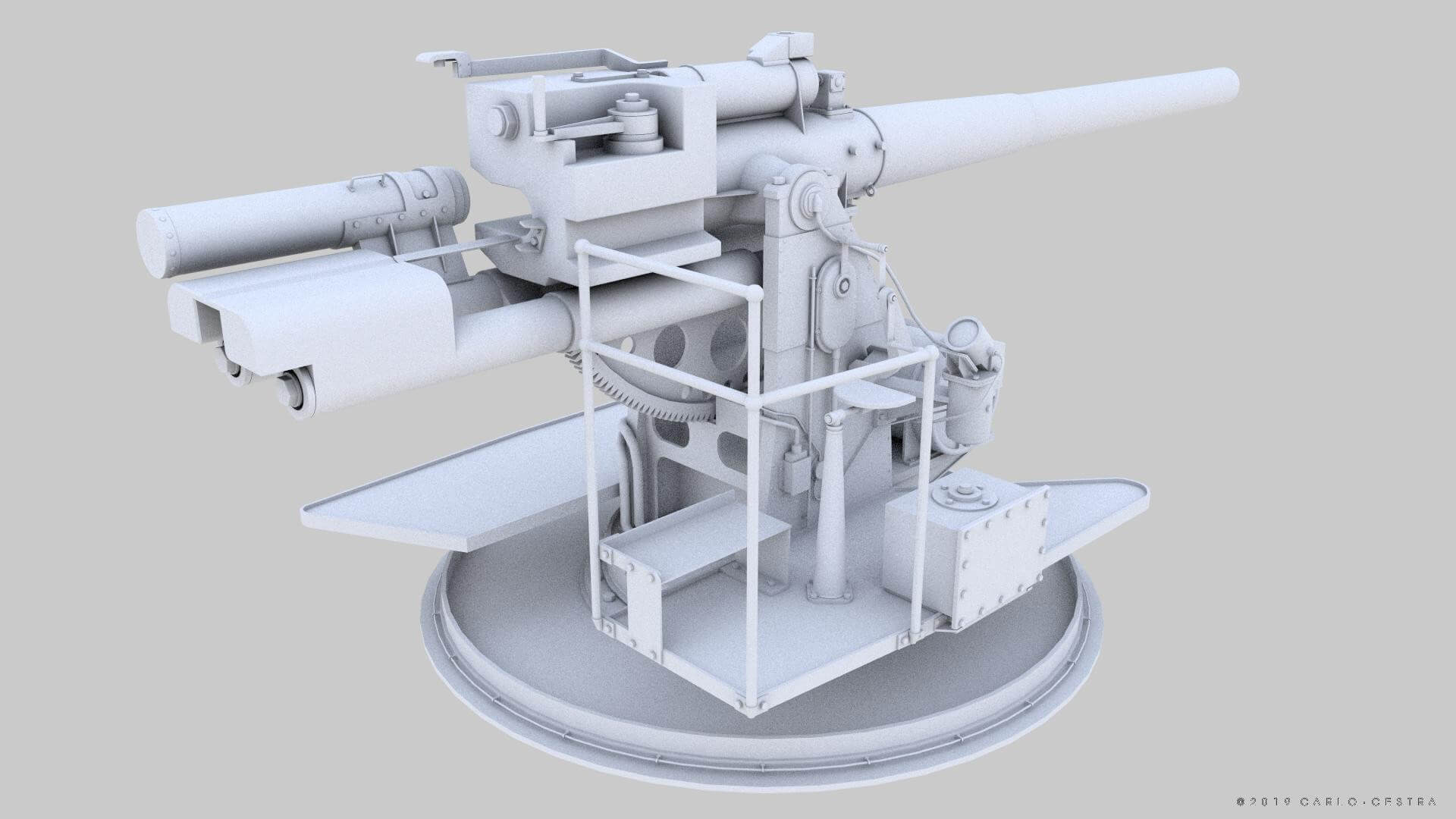 QF 120mm Mk VIII Naval Gun - 3D Model by Carlo Cestra