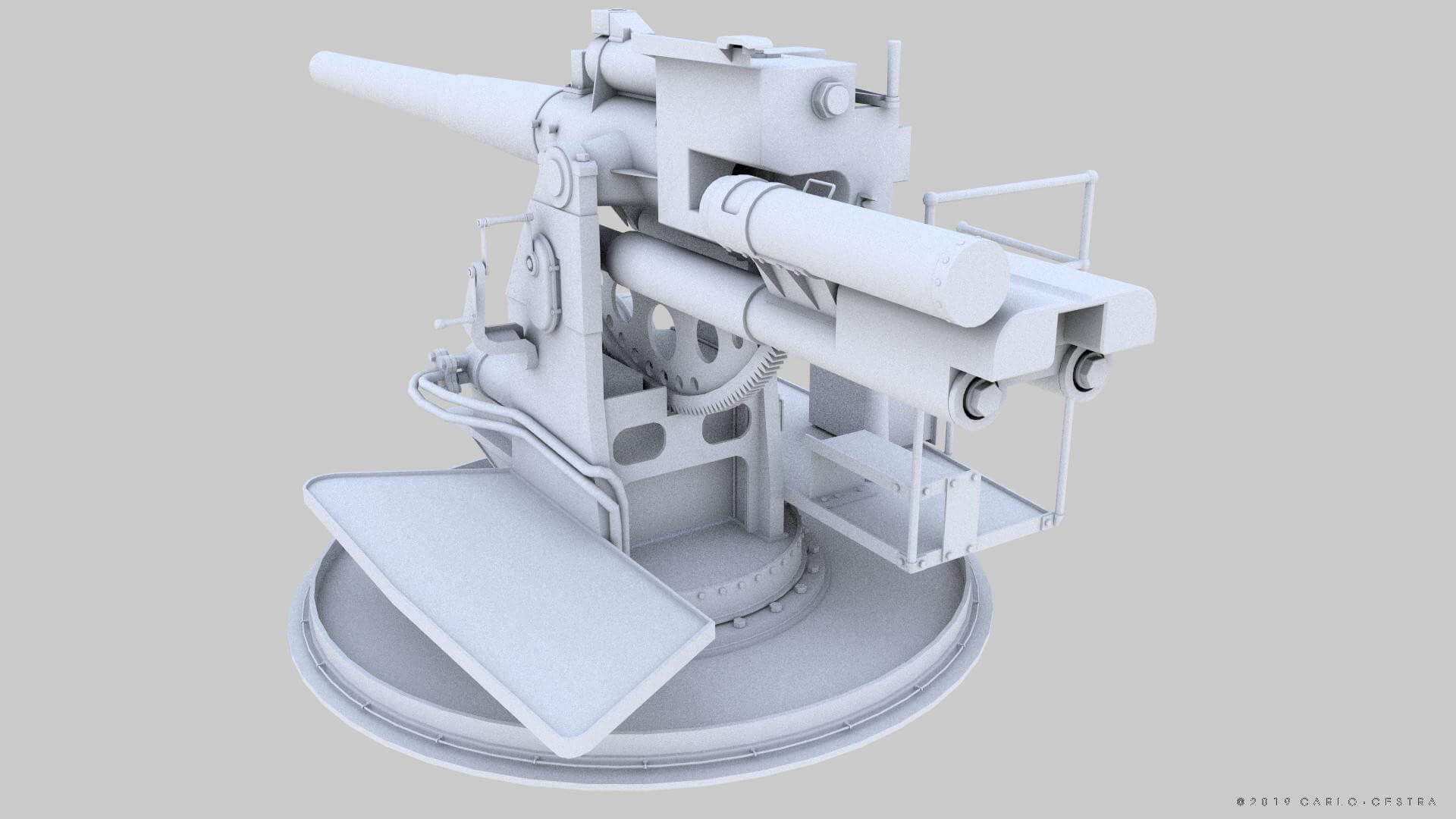 QF 120mm Mk VIII Naval Gun - 3D Model by Carlo Cestra