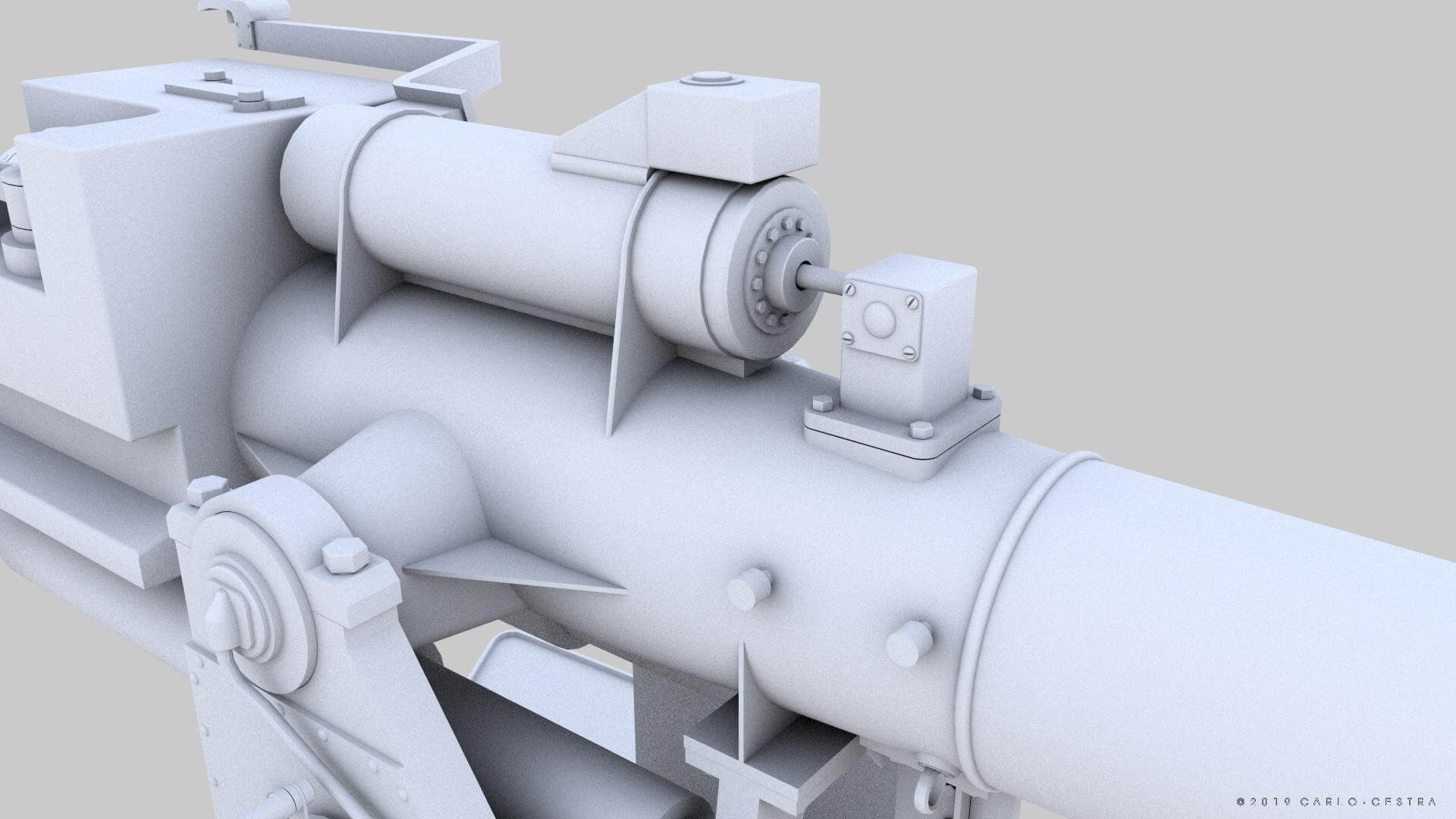 QF 120mm Mk VIII Naval Gun - 3D Model by Carlo Cestra