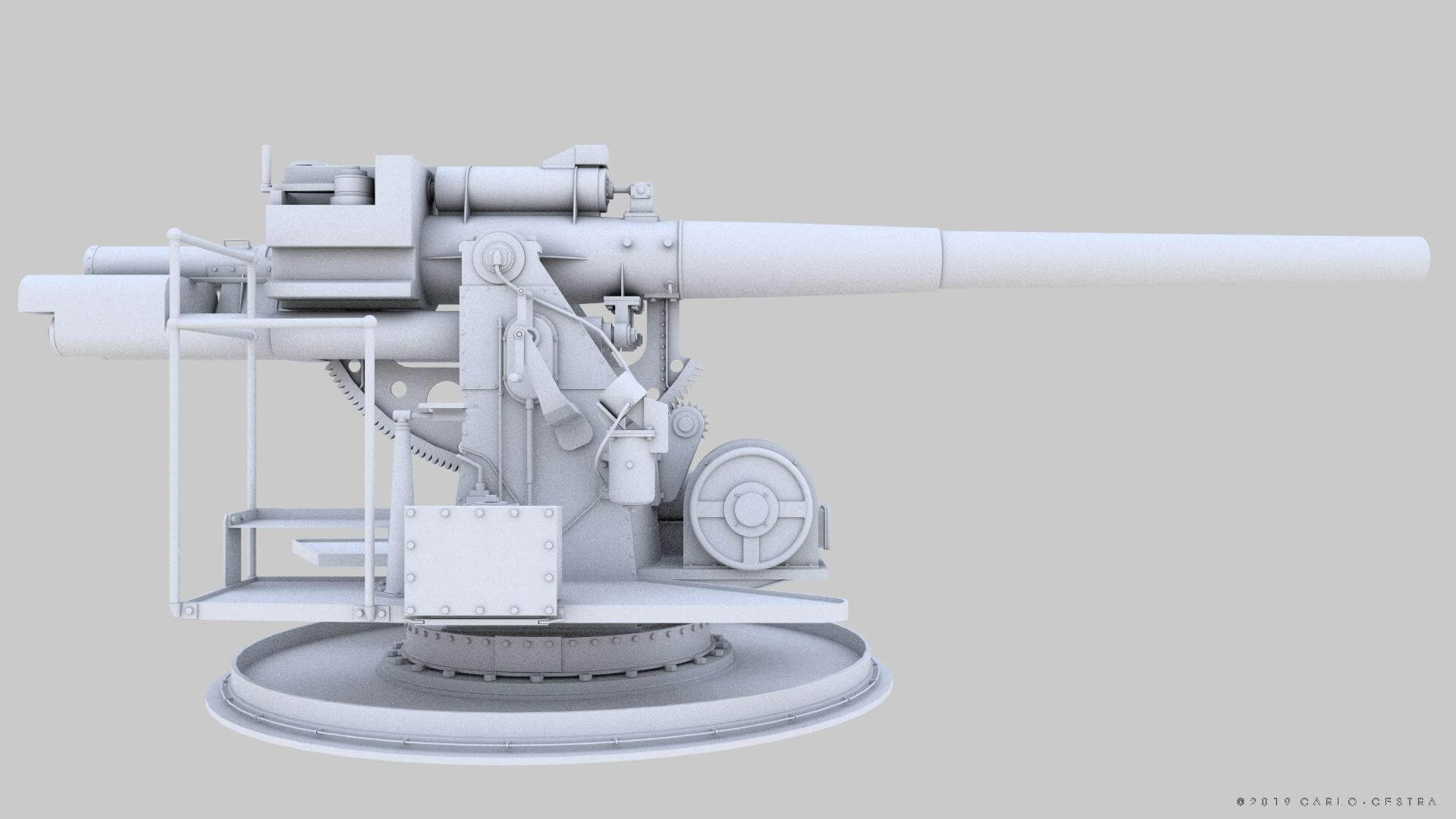 QF 120mm Mk VIII Naval Gun - 3D Model by Carlo Cestra