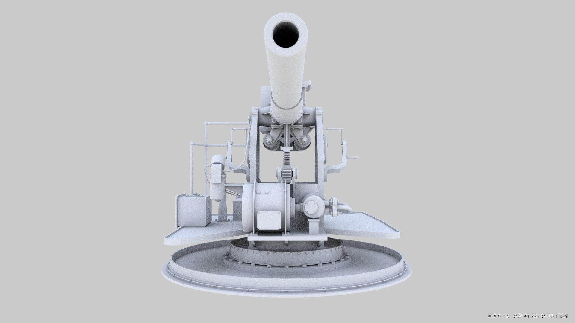 QF 120mm Mk VIII Naval Gun - 3D Model by Carlo Cestra
