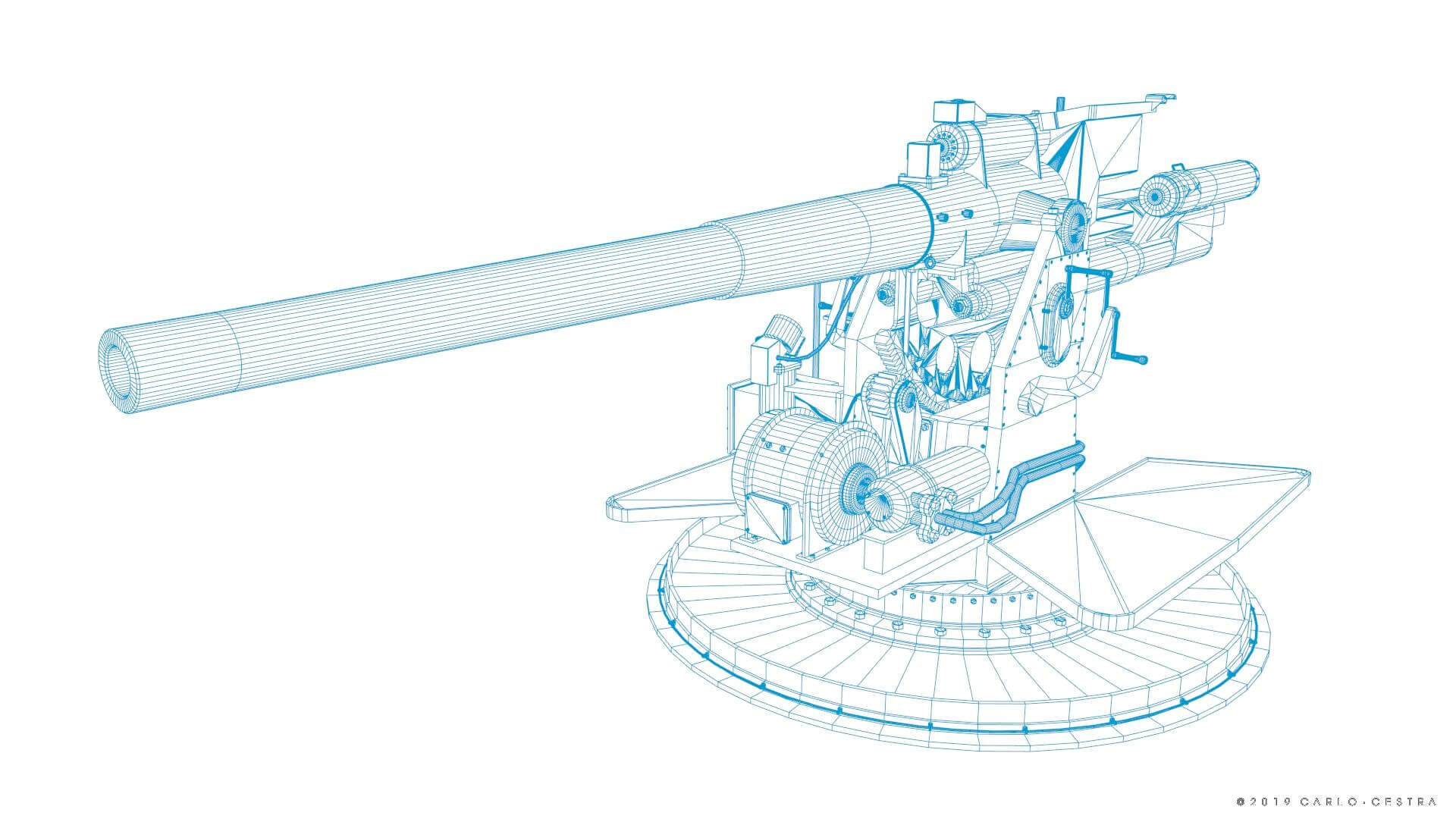 QF 120mm Mk VIII Naval Gun - 3D Model by Carlo Cestra