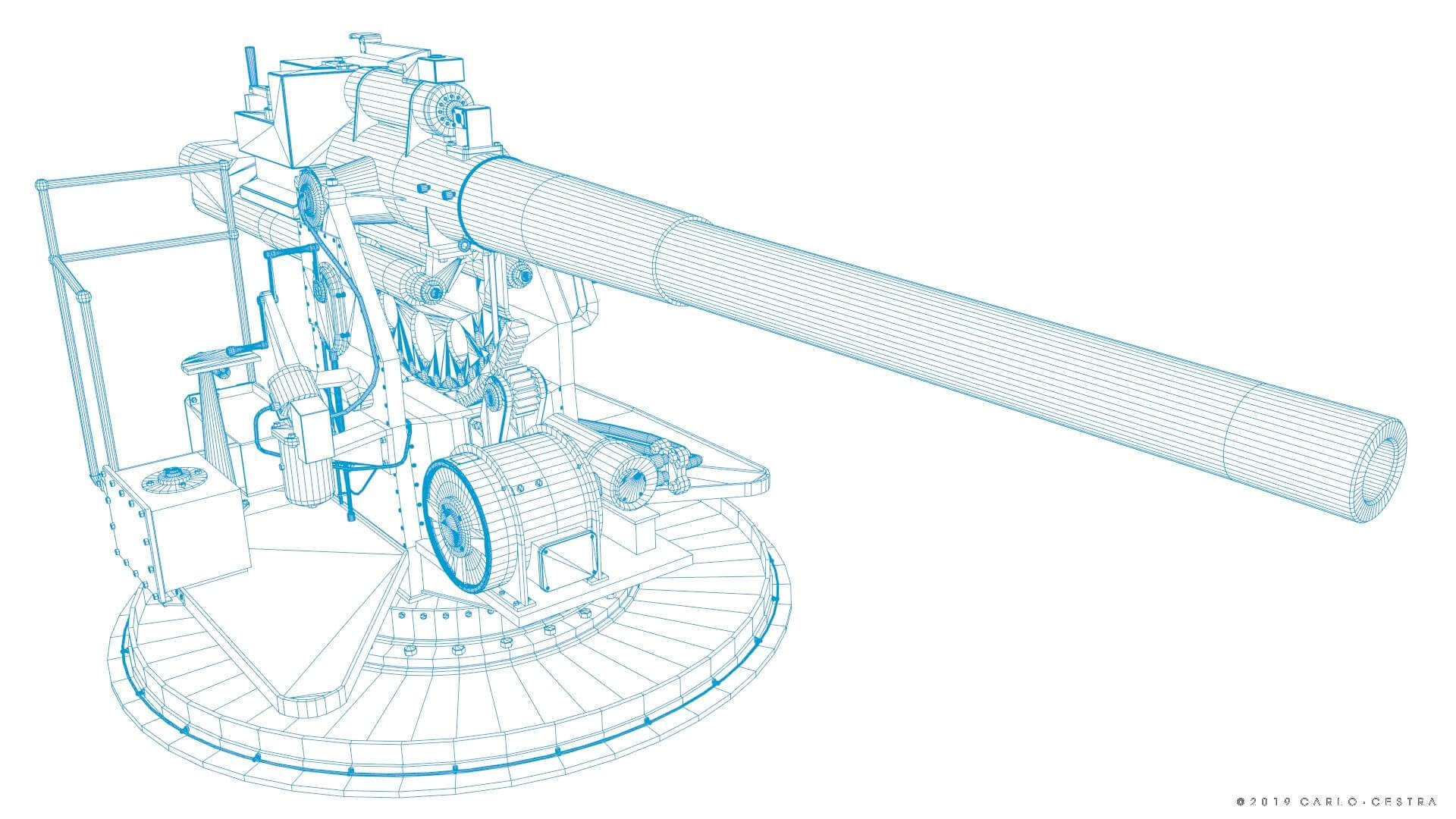 QF 120mm Mk VIII Naval Gun - 3D Model by Carlo Cestra
