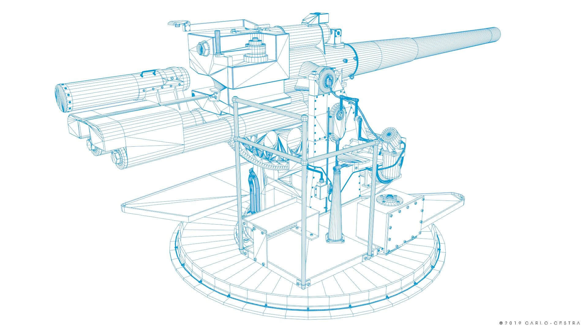 QF 120mm Mk VIII Naval Gun - 3D Model by Carlo Cestra