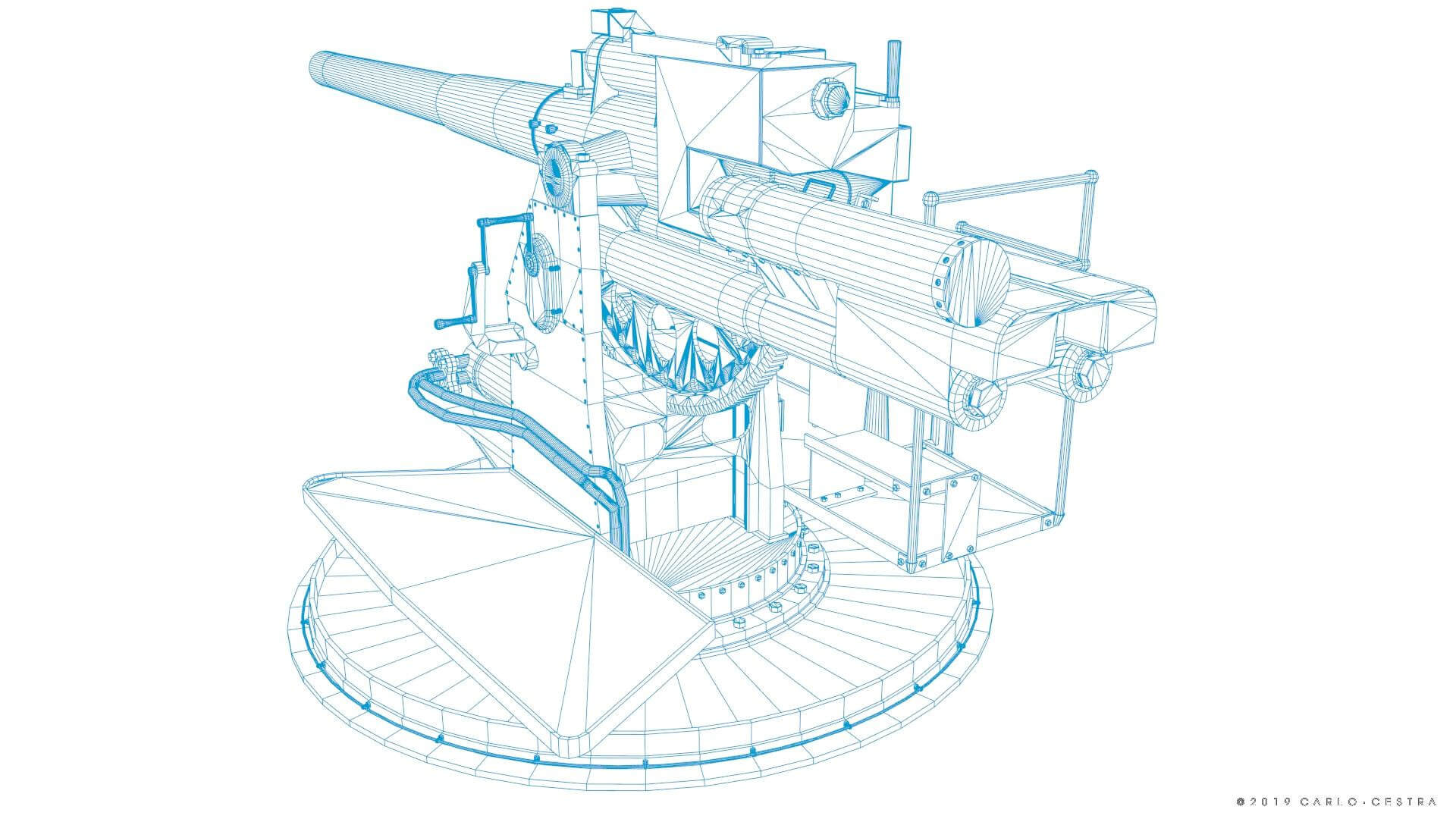 QF 120mm Mk VIII Naval Gun - 3D Model by Carlo Cestra