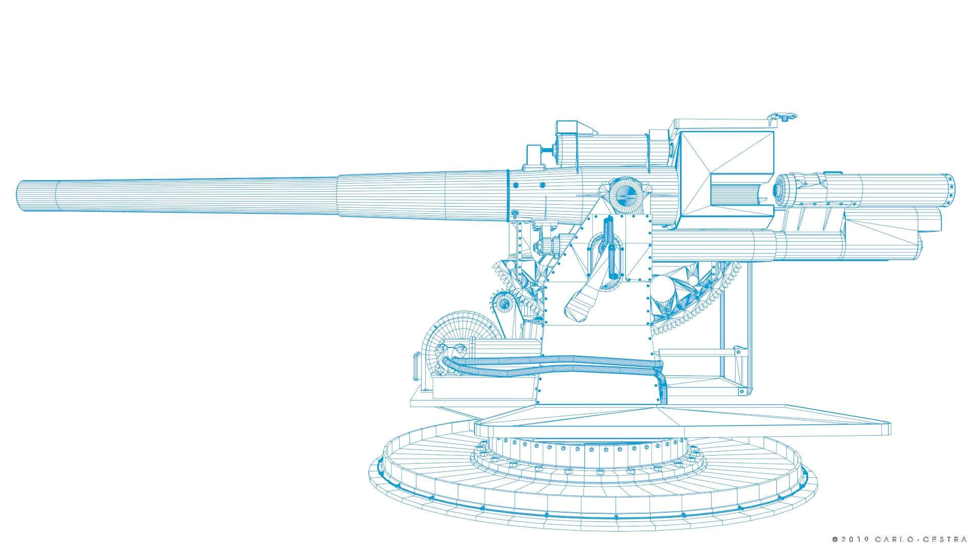 QF 120mm Mk VIII Naval Gun - 3D Model by Carlo Cestra