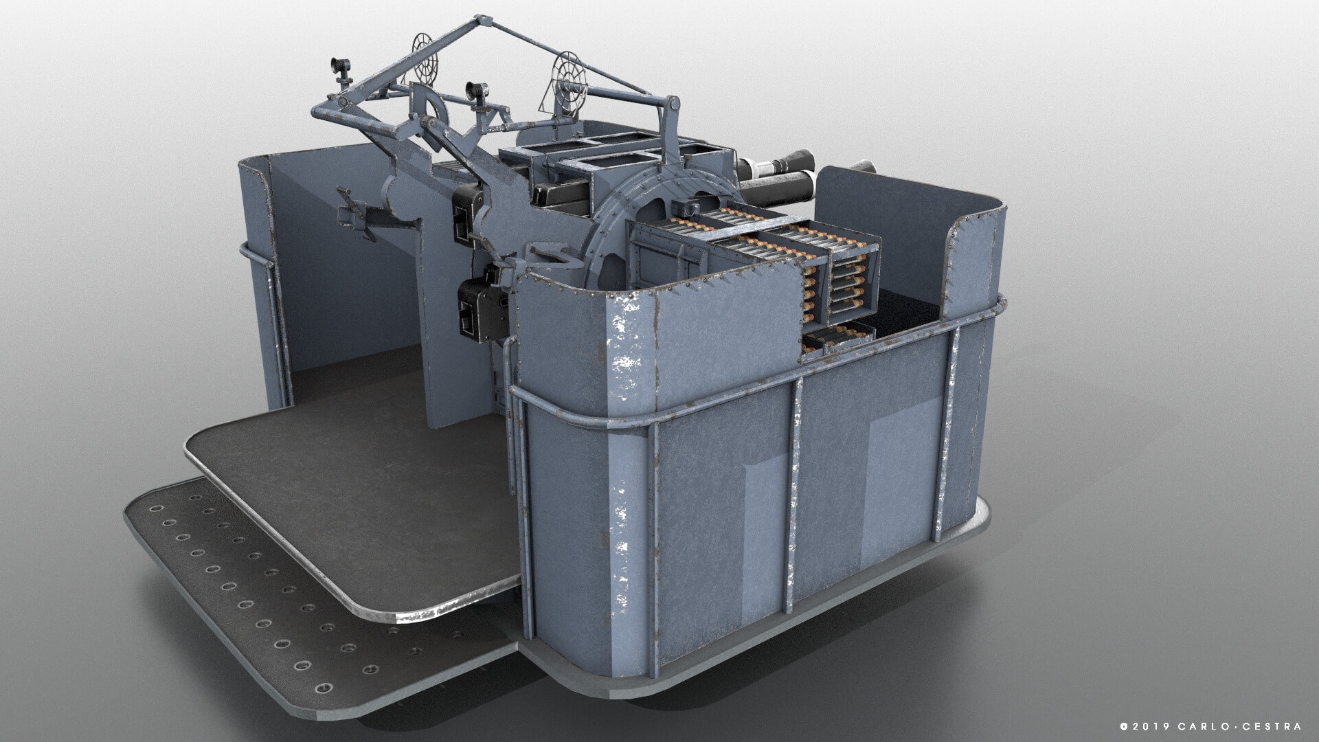 QF 2-pounder Mark VIII 4-barelled 3D Model by Carlo Cestra