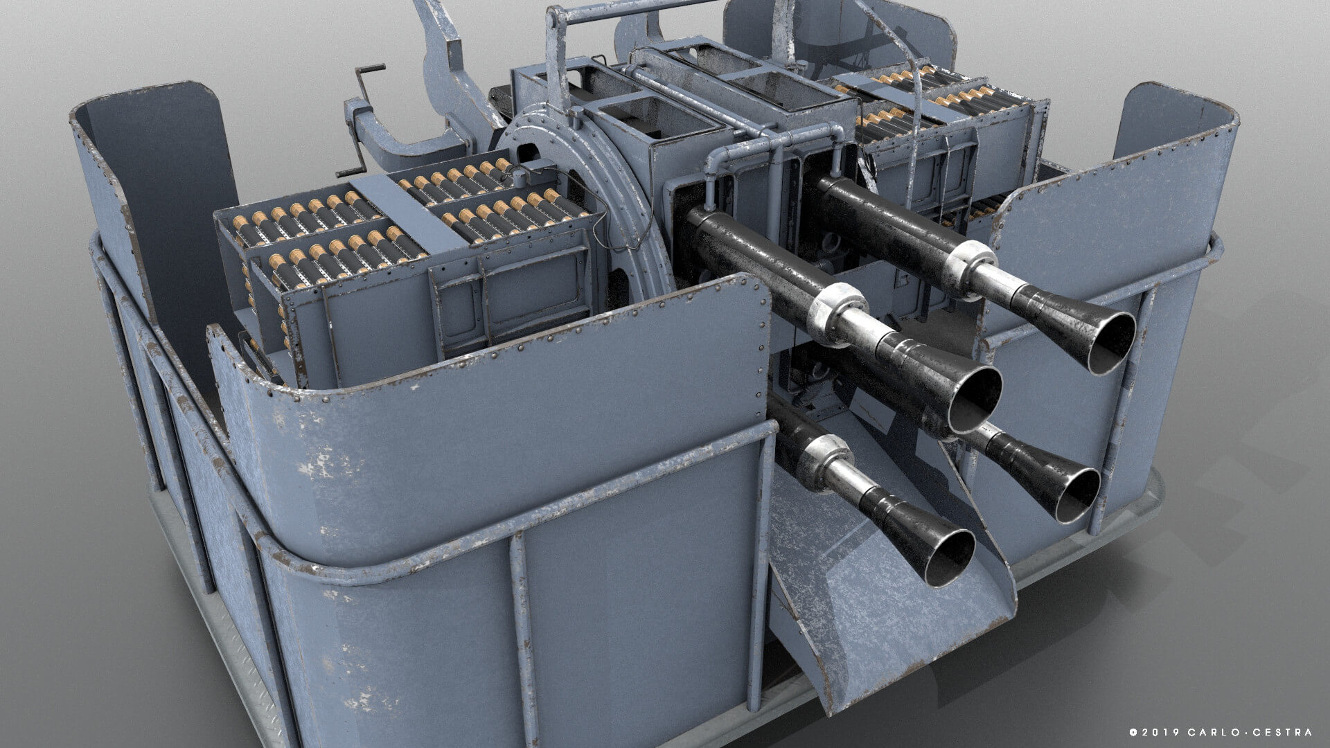 QF 2-pounder Mark VIII 4-barelled 3D Model by Carlo Cestra