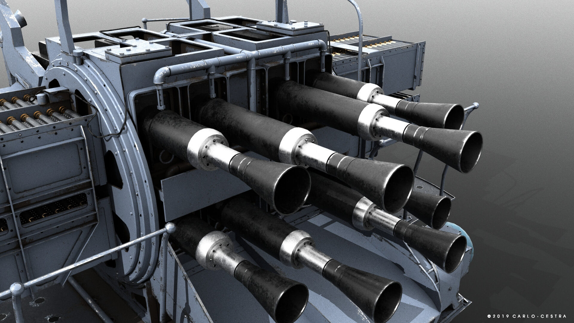 QF 2-pounder Mark VIII Chicago Piano 3D Model by Carlo Cestra