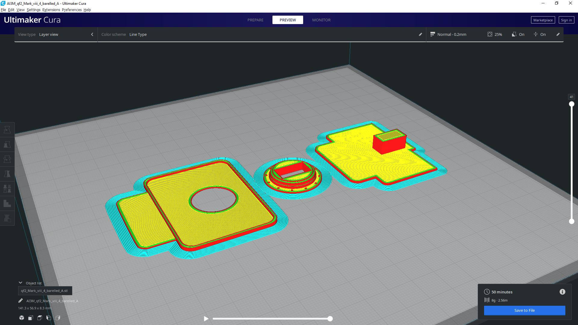 QF2-pdr Mark VIII 4 Barelled - 1/72 Scale 3D Model by Carlo Cestra