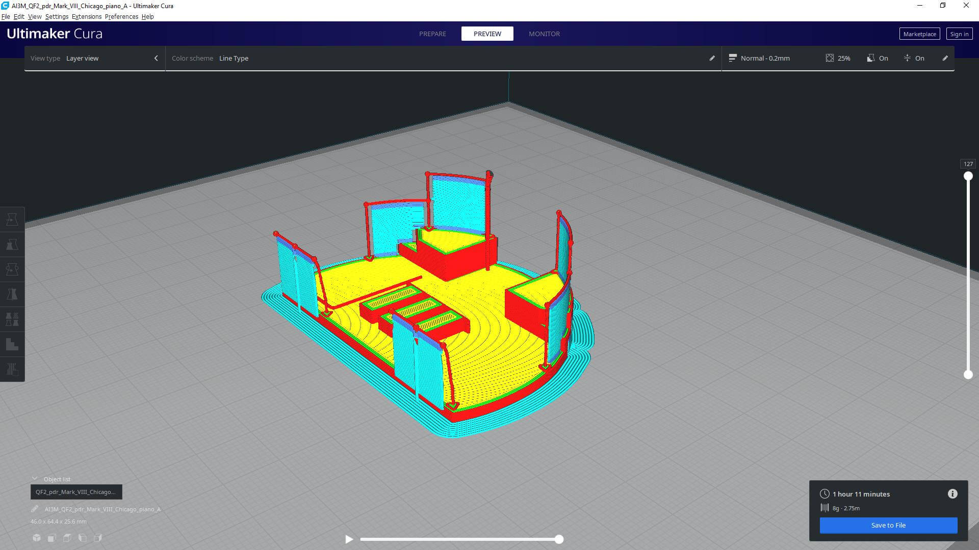 QF2-pdr Mark VIII Chicago Piano 1/72 Scale 3D Print Model by Carlo Cestra