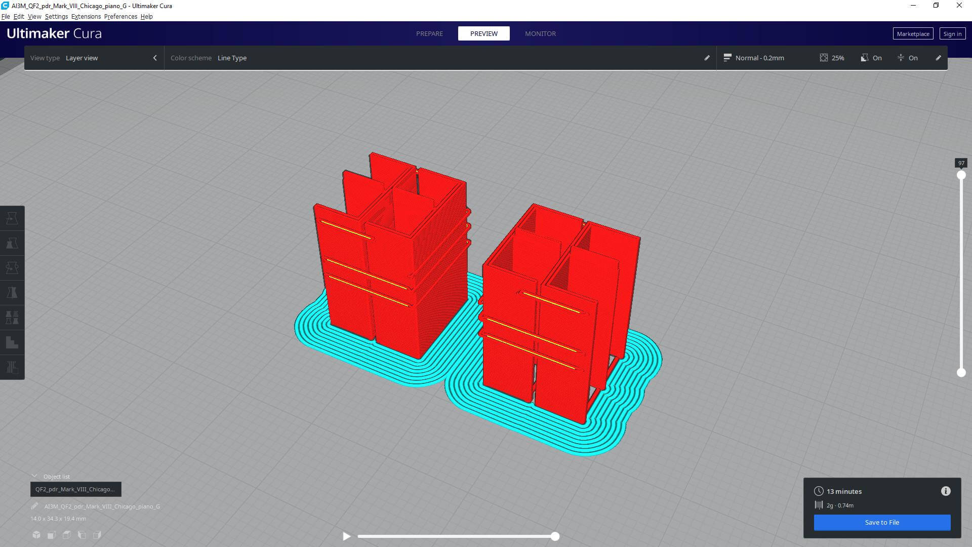 QF2-pdr Mark VIII Chicago Piano 1/72 Scale 3D Print Model by Carlo Cestra