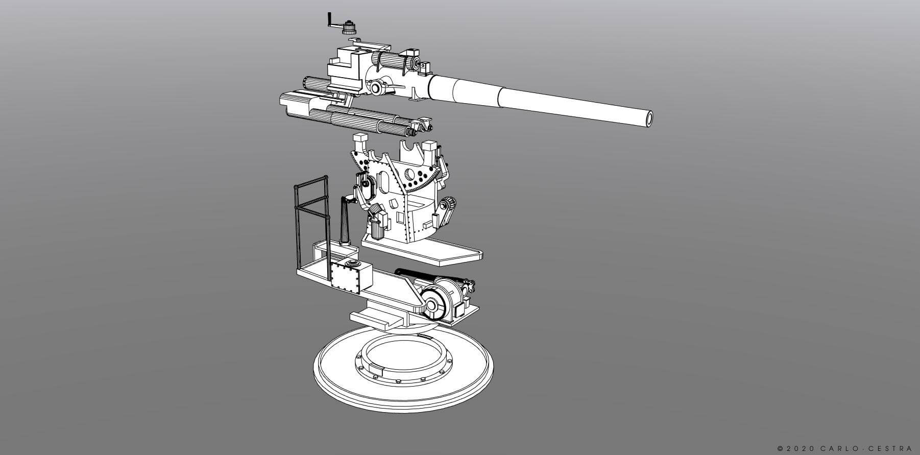 QF4-7inch Mark VIII - 1/72 Scale 3D Model by Carlo Cestra