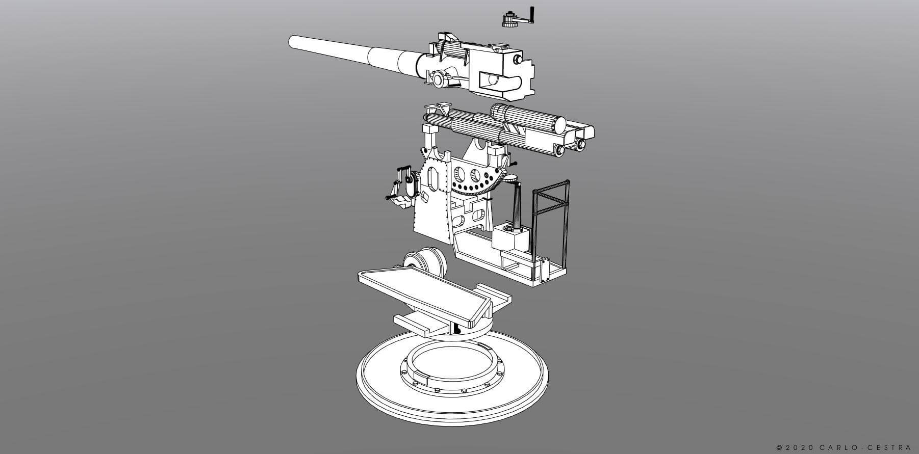 QF4-7inch Mark VIII - 1/72 Scale 3D Model by Carlo Cestra