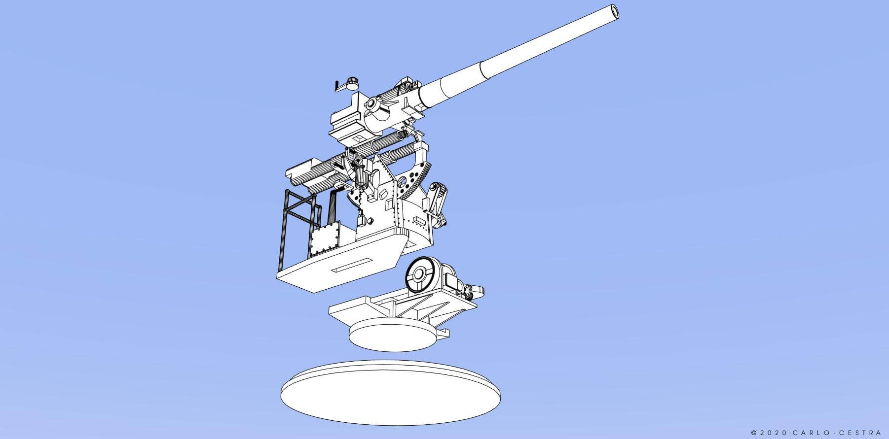 QF4-7inch Mark VIII - 1/72 Scale 3D Model by Carlo Cestra