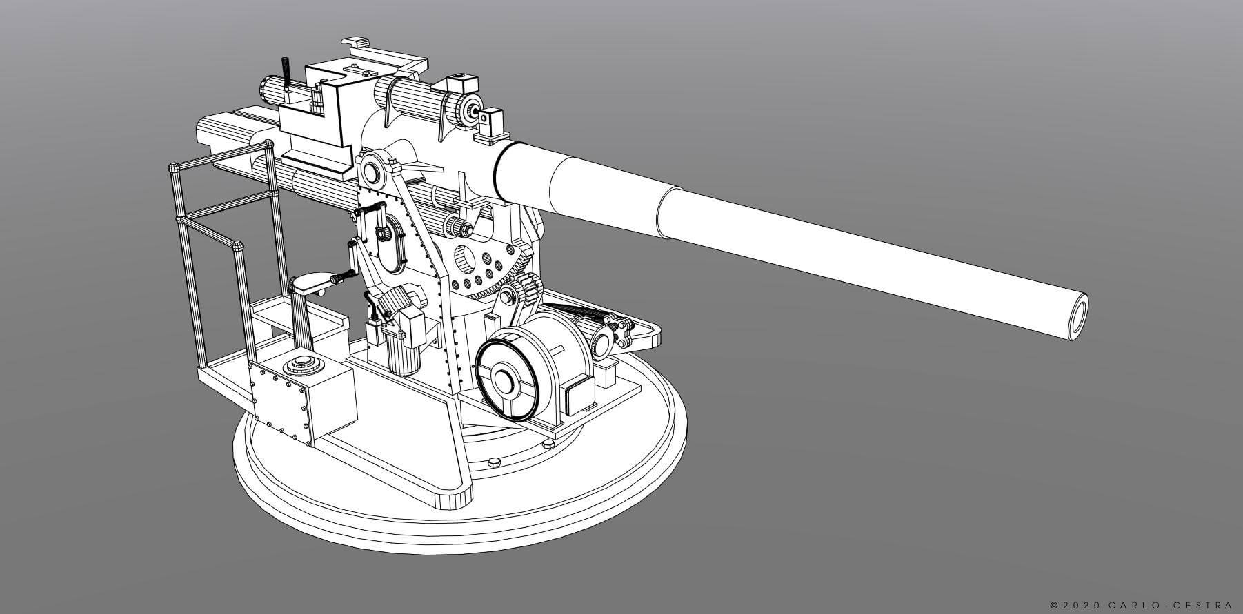 QF4-7inch Mark VIII - 1/72 Scale 3D Model by Carlo Cestra