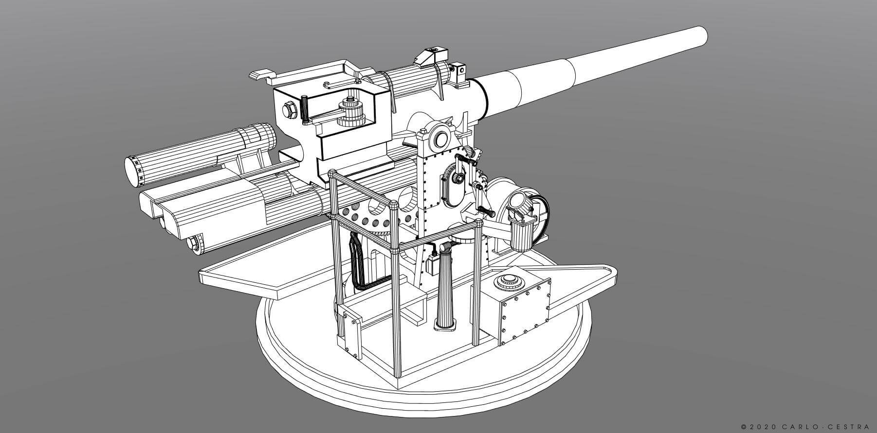 QF4-7inch Mark VIII - 1/72 Scale 3D Model by Carlo Cestra
