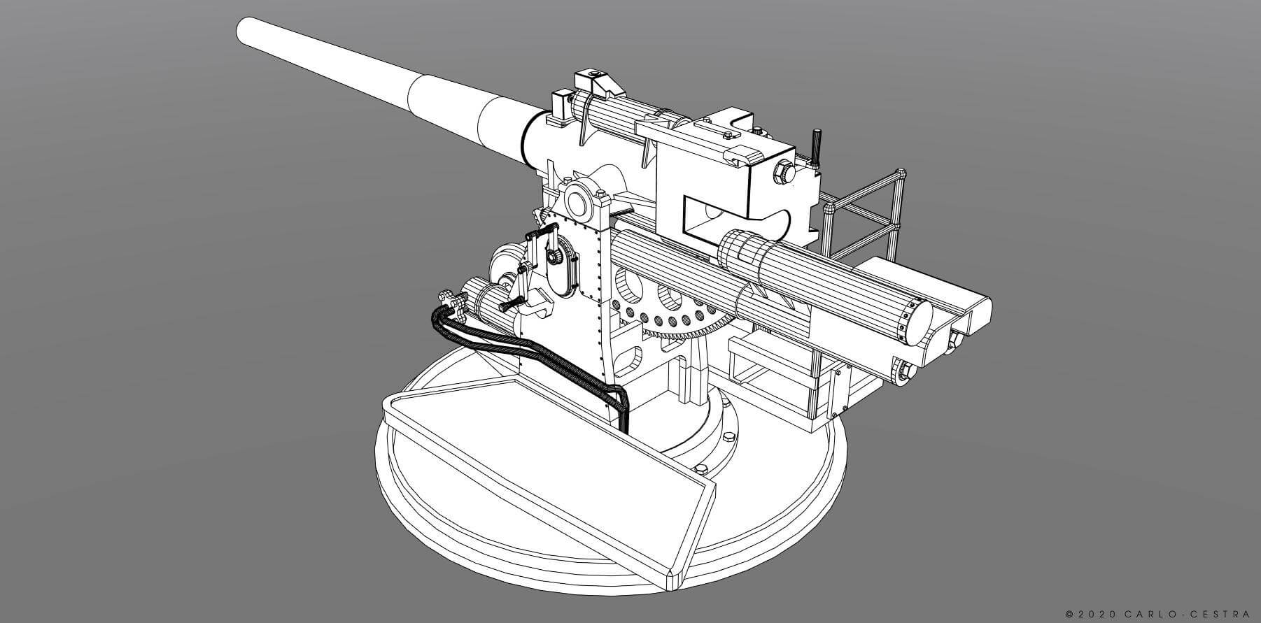 QF4-7inch Mark VIII - 1/72 Scale 3D Model by Carlo Cestra