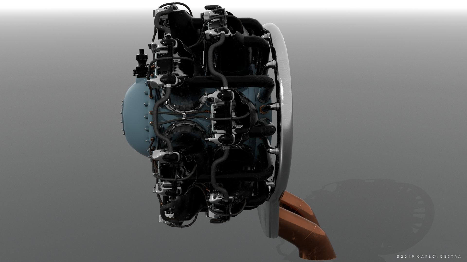 R-1830 Twin Wasp Aircraft Engine 3D Model by Carlo Cestra