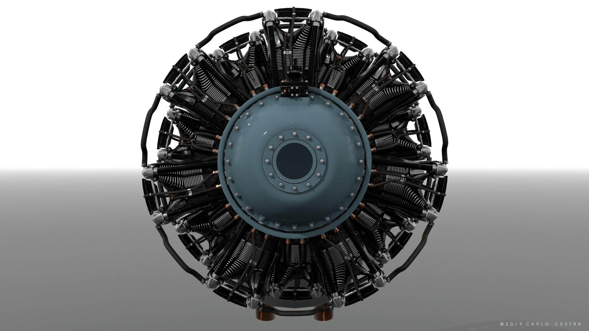 R-1830 Twin Wasp Aircraft Engine 3D Model by Carlo Cestra